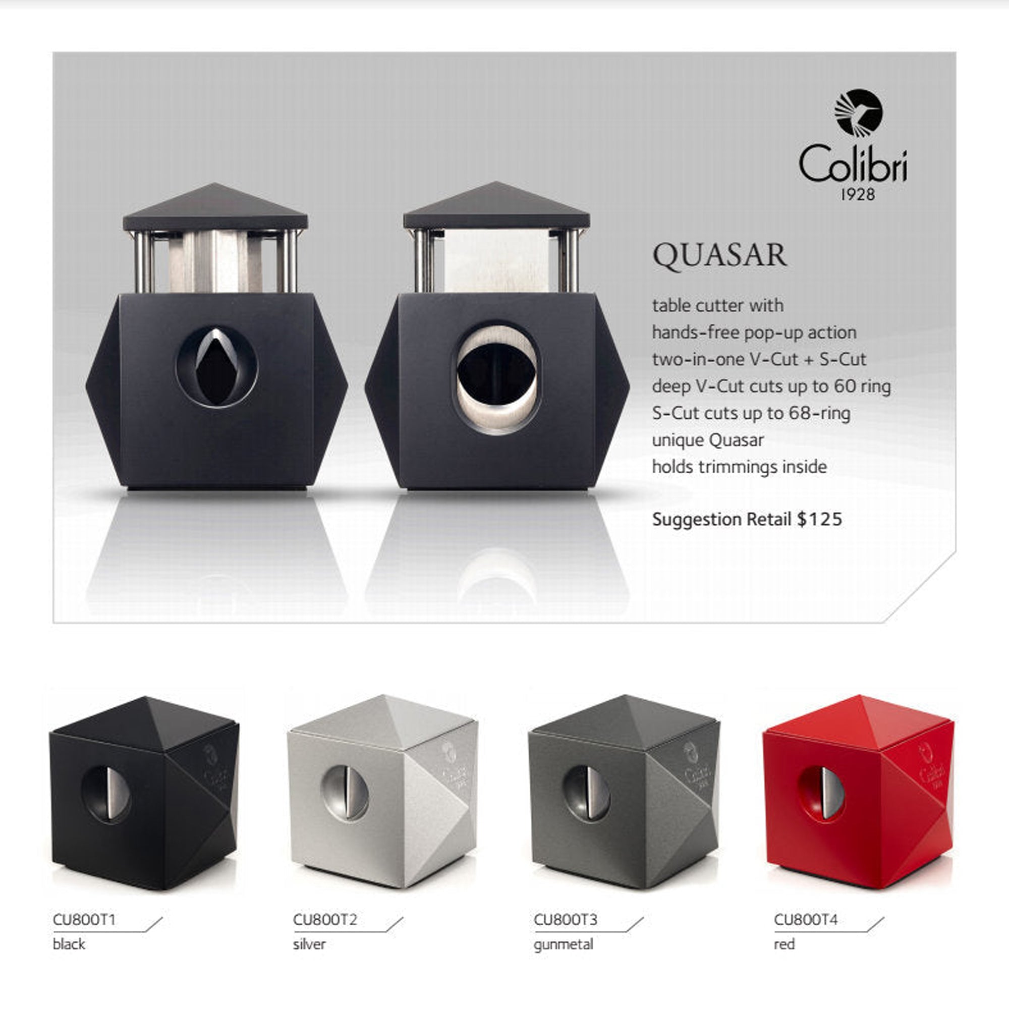 COLIBRI EST. 1928 Table Cigar Cutter Quasar 2-in-1